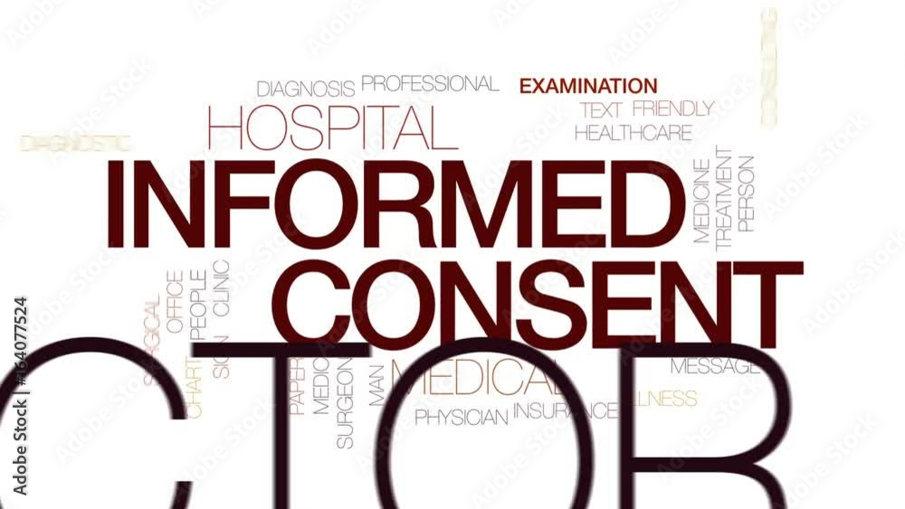 Informed consent animated word cloud, text design animation. Kinetic ...