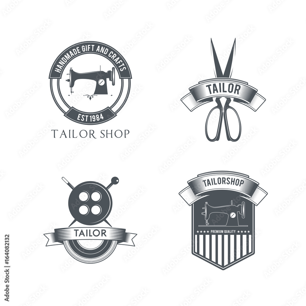 Vintage tailor labels, emblems and logo set Stock Vector | Adobe Stock