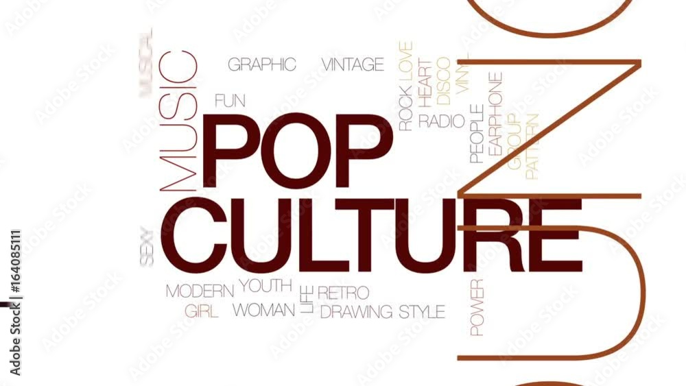 Pop culture animated word cloud, text design animation. Kinetic ...