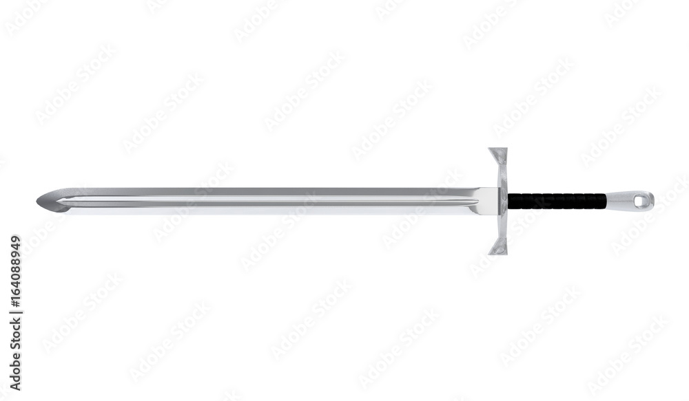 Poster Long Medieval sword isolated on white background, 3D rendering – Tableau | Europosters