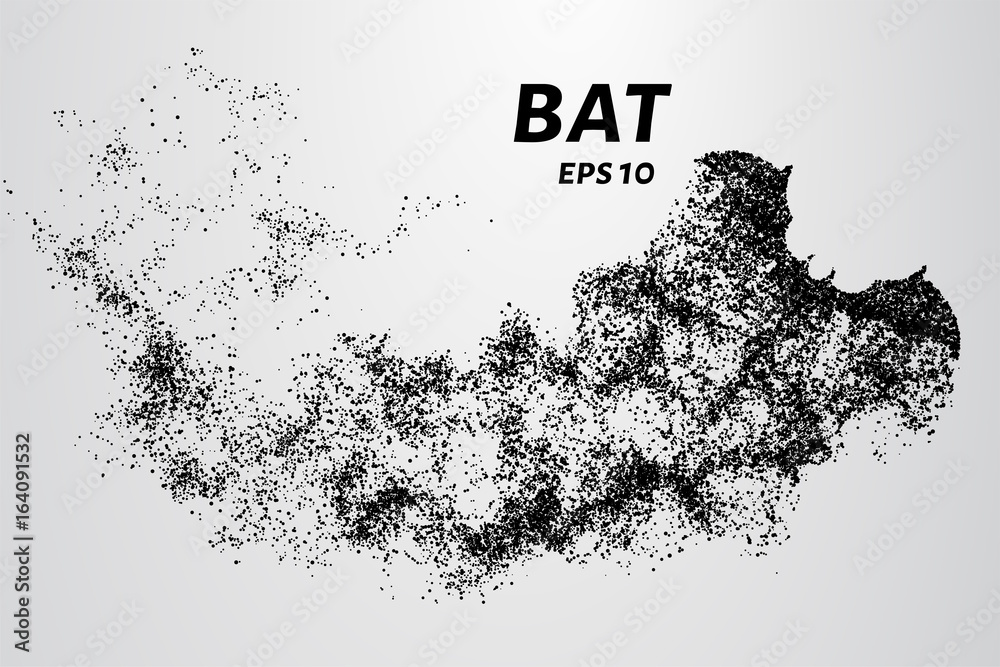 Bat out of particles. Bat consists of circles and points. Vector ...
