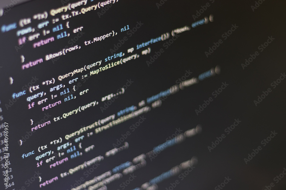 GO source code on a computer display Stock Photo | Adobe Stock