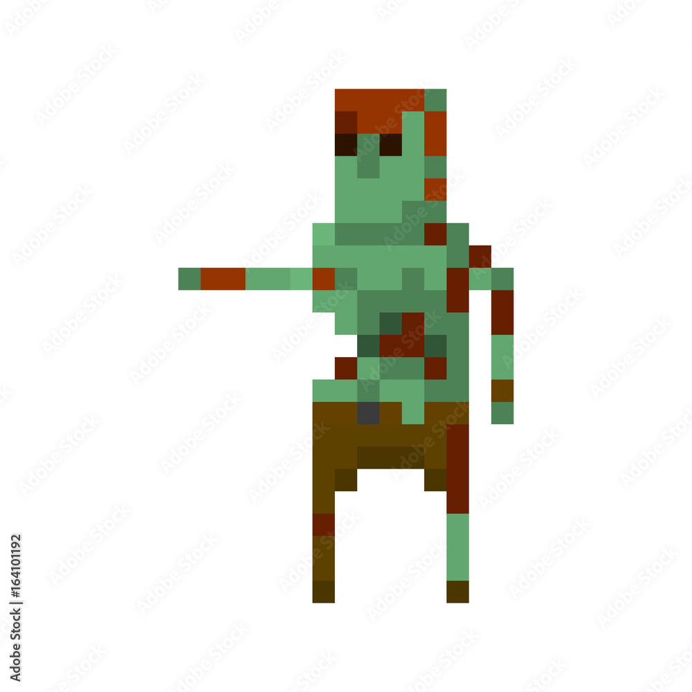 Pixel zombie with weapons for games and applications Stock Vector ...