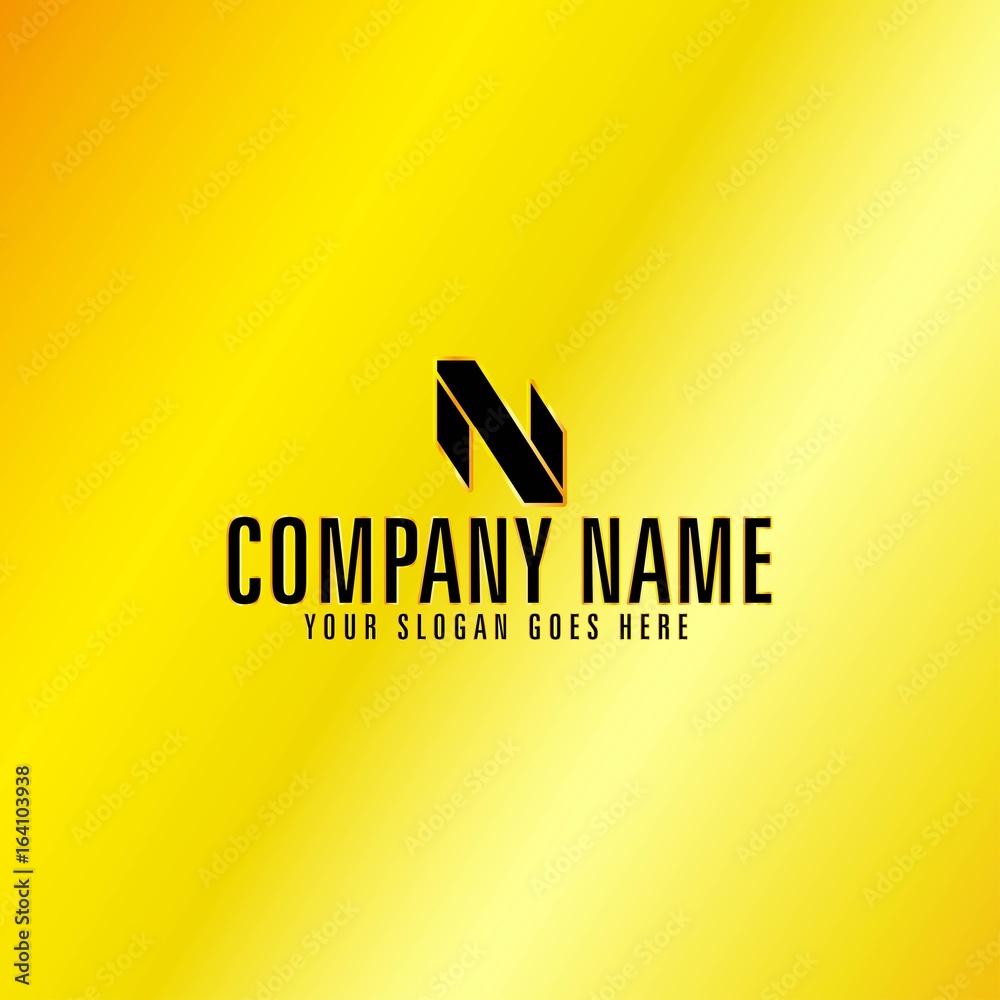 Black Letter N Emblem with Golden Background, Vector, Illustration ...