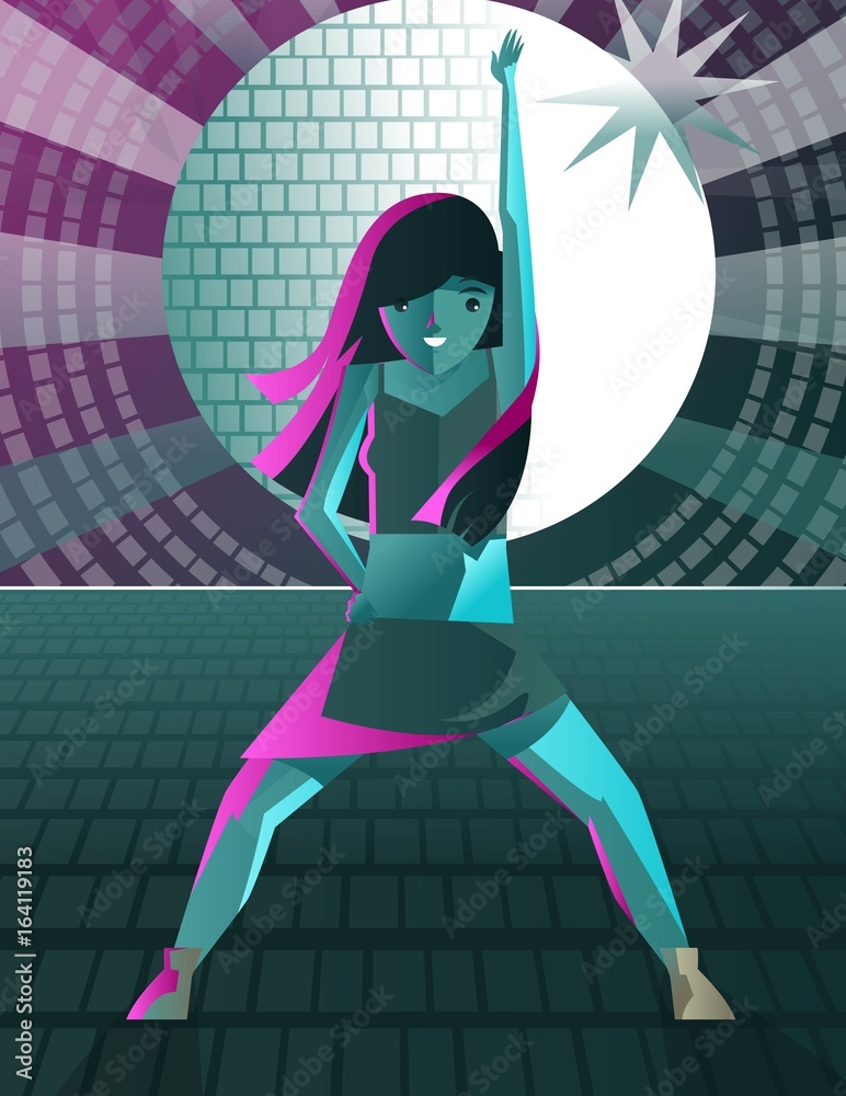 girl dancing twerking in disco near a mirrorball Stock Vector | Adobe Stock