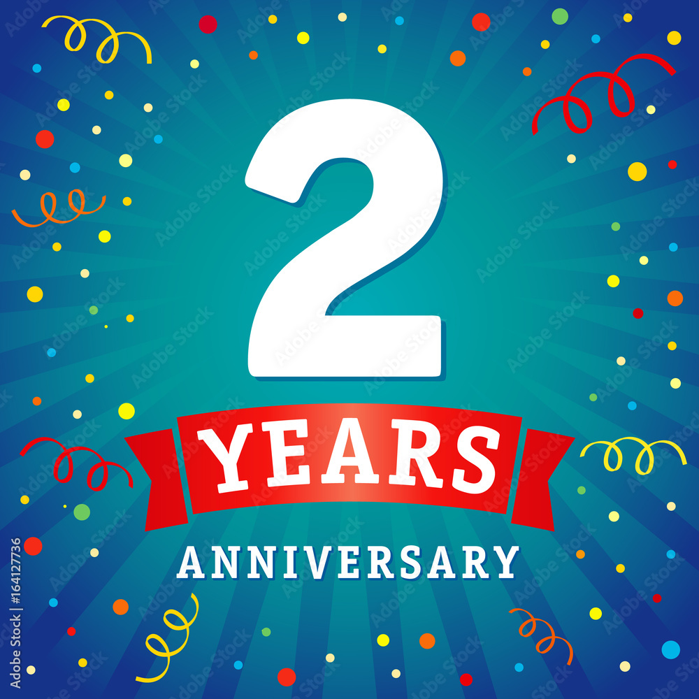 2 years anniversary logo celebration card. 2th years anniversary vector ...
