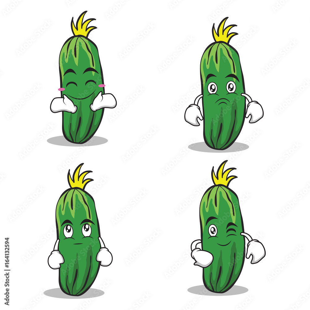 cucumber character cartoon collection set Stock Vector | Adobe Stock