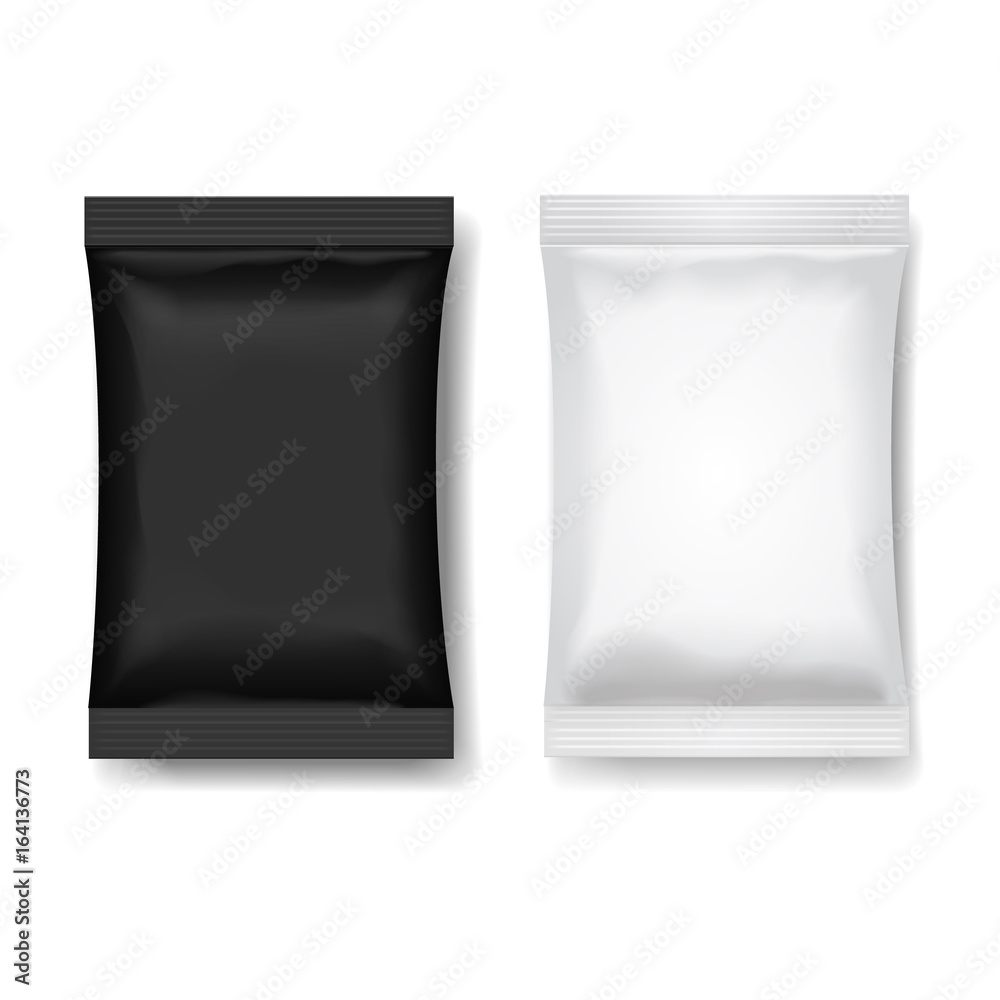 Snack package black white, Blank food packaging or Chocolate or wafer 3 ...