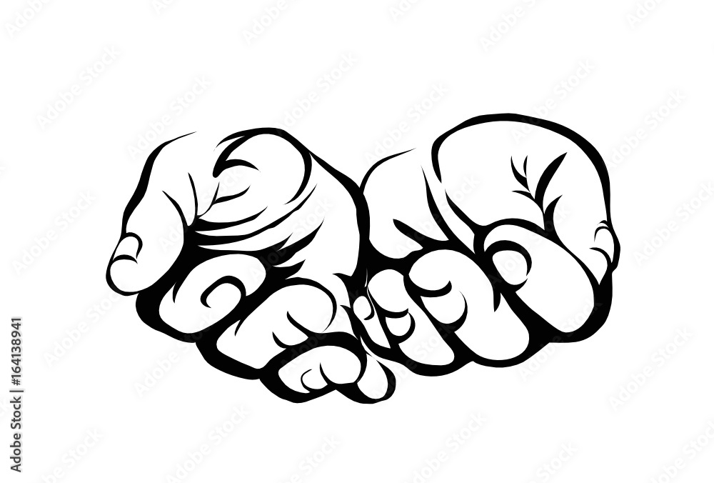 Vecteur Stock Gesture open palms. Two Hand gives or receives. Contour ... Vecteur Stock Gesture open palms. Two Hand gives or receives. Contour ...
