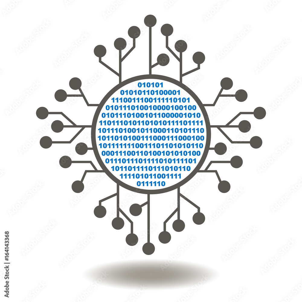 Microchip Digital Vector Icon. Microchip number zero one illustration ...
