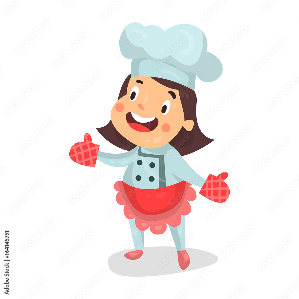 Little Girl Cooking Cartoon