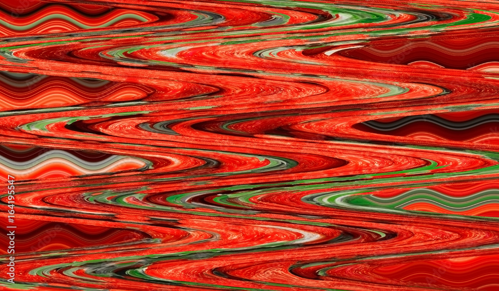 Digital red and green background with intersecting sine wave lines ...