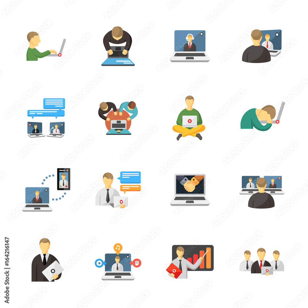 laptop and people icons Stock Vector | Adobe Stock
