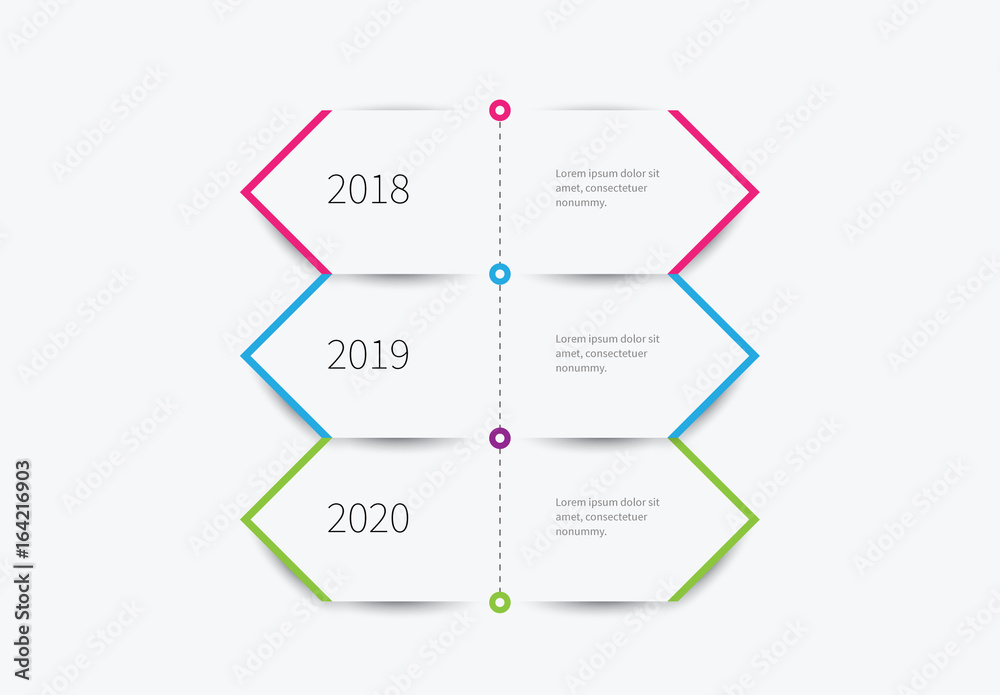 Three Section Horizontal Double Sided Arrow Infographic Layout Stock ...