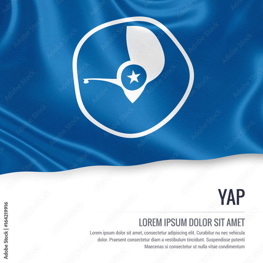 Federated States of Micronesia state Yap flag waving on an isolated ...