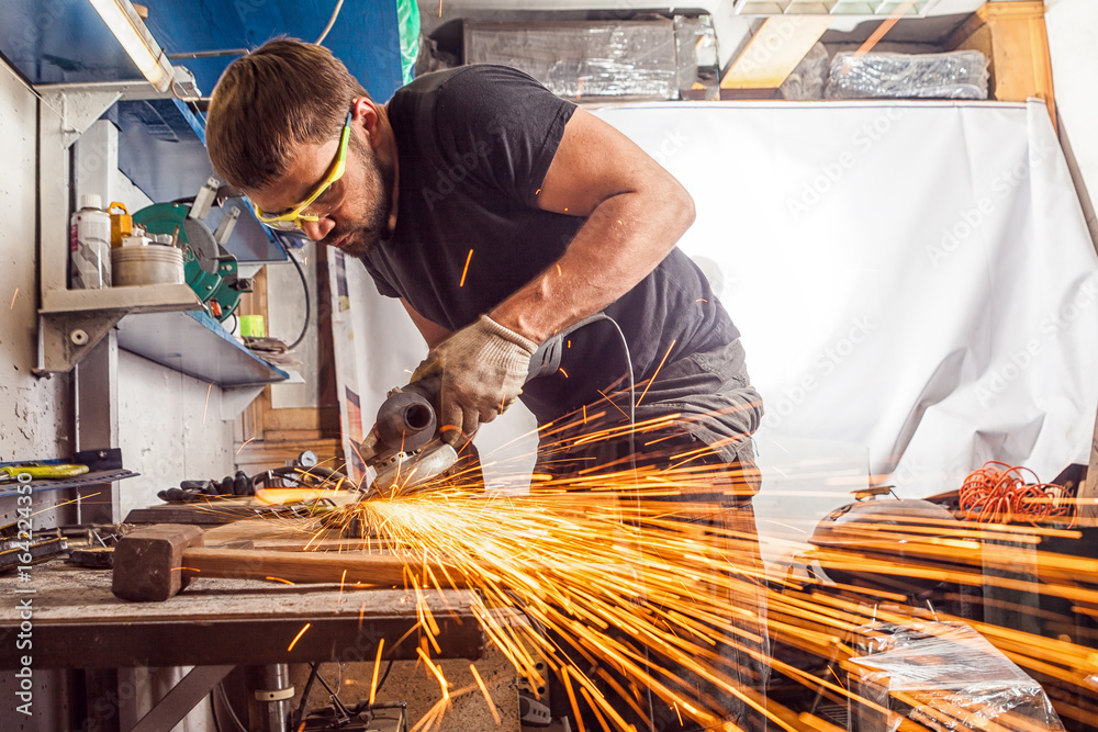 welder grinder metal an angle grinder Stock Photo | Adobe Stock