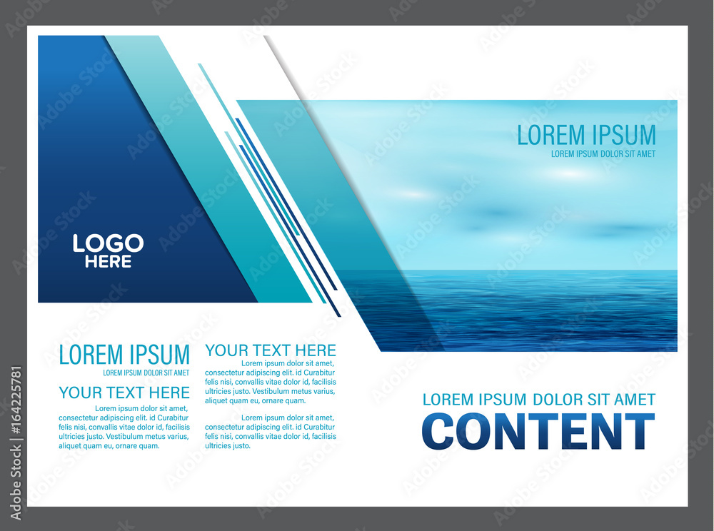 Seascape and blue sky presentation layout design template background ...