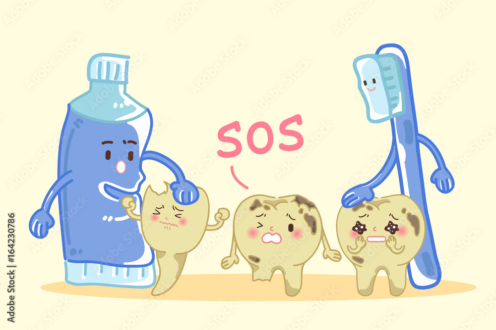 cartoon tooth decay problem Stock Vector | Adobe Stock