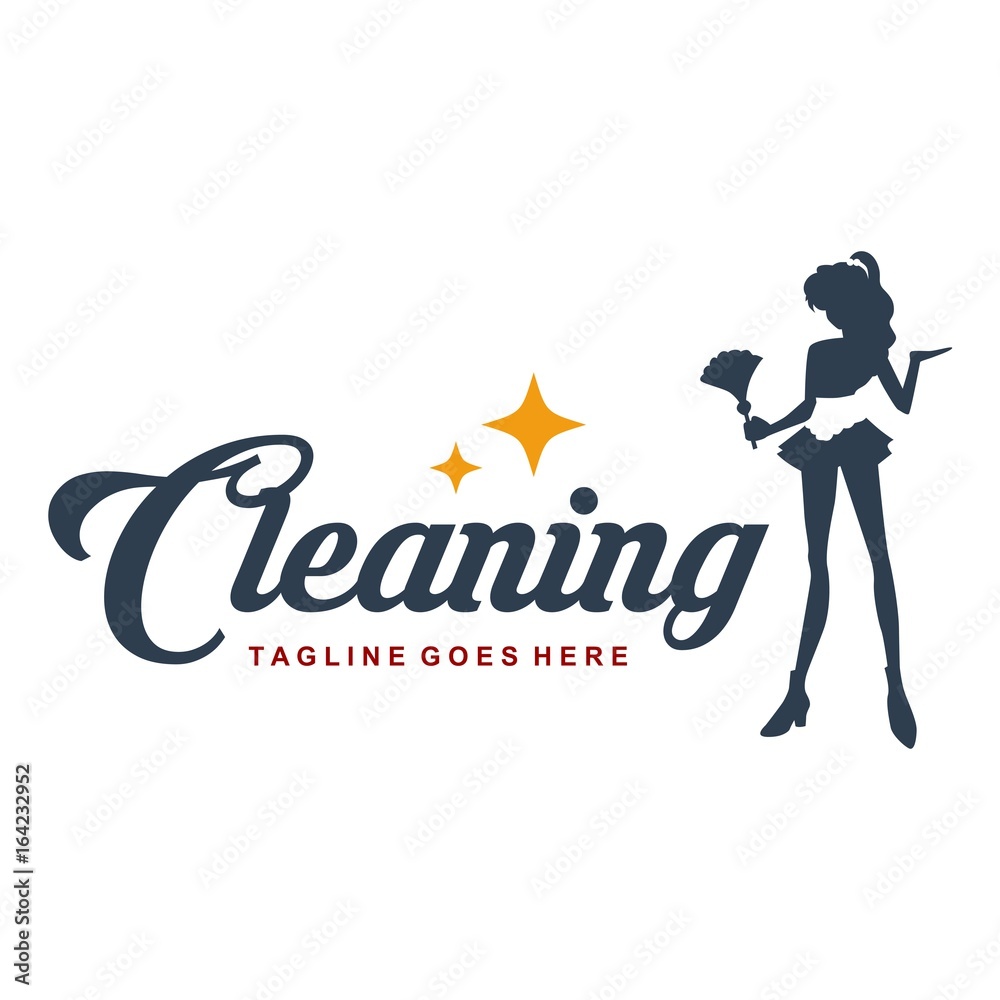 Cleaning Lady Service Woman Maid Logo Template Stock Vector | Adobe Stock