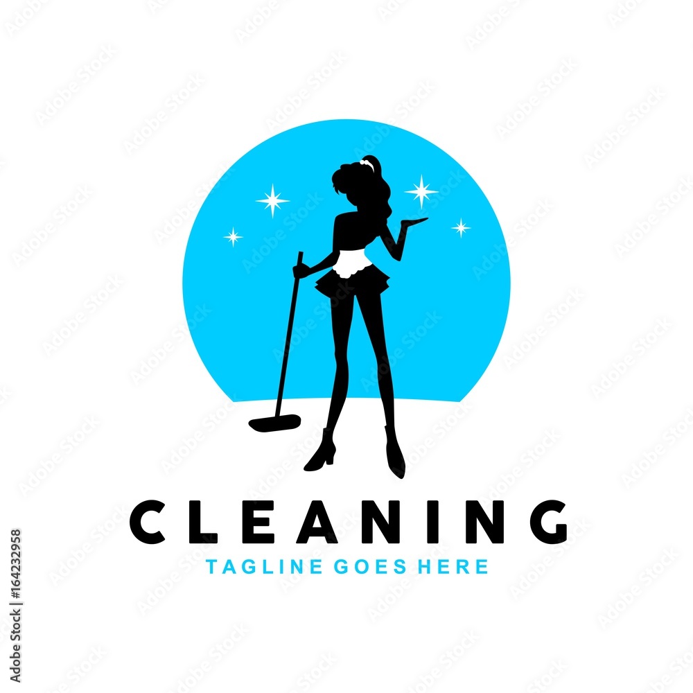Cleaning Lady Service Woman Maid Logo Template Stock Vector | Adobe Stock