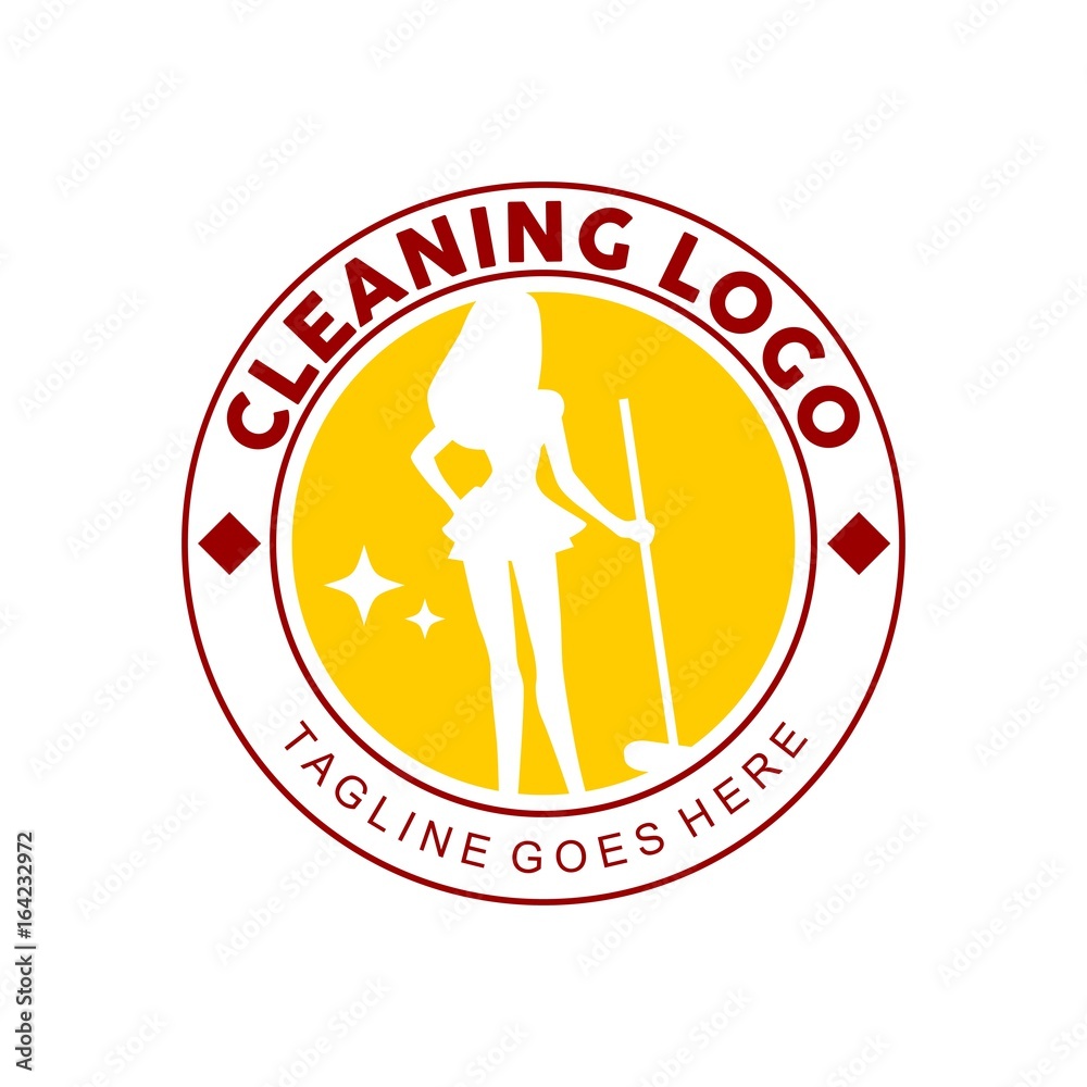 Cleaning Lady Service Woman Maid Logo Template Stock Vector | Adobe Stock
