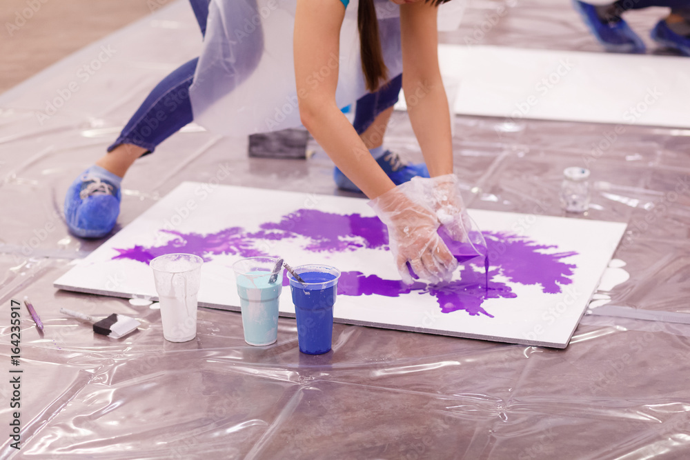 Attractive group of mixed race diverse women artists bonding and ...