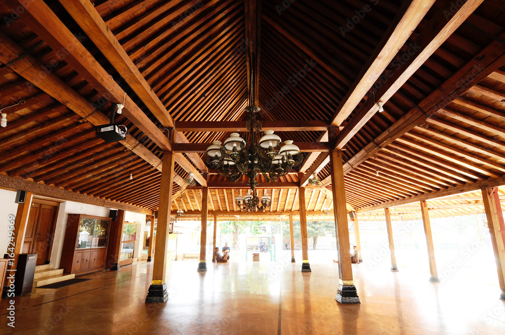 Interior of old Masjid Besar Mataram Kotagede, Jogjakarta Indonesia ...