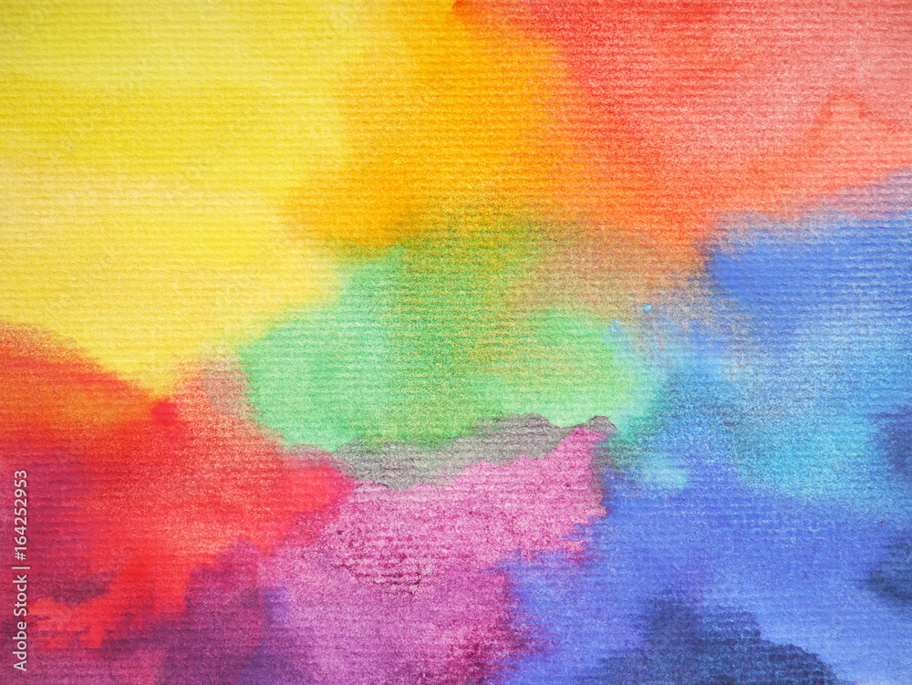 rainbow colorful watercolor painting hand drawn abstract art Stock ...