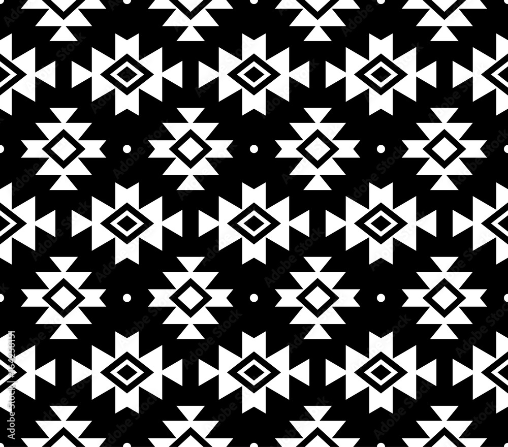 Aztec Print Black And White Wallpaper