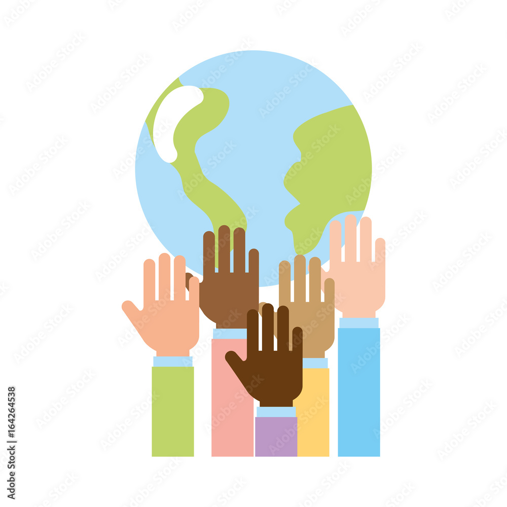 hands human with world planet earth icon vector illustration design ...