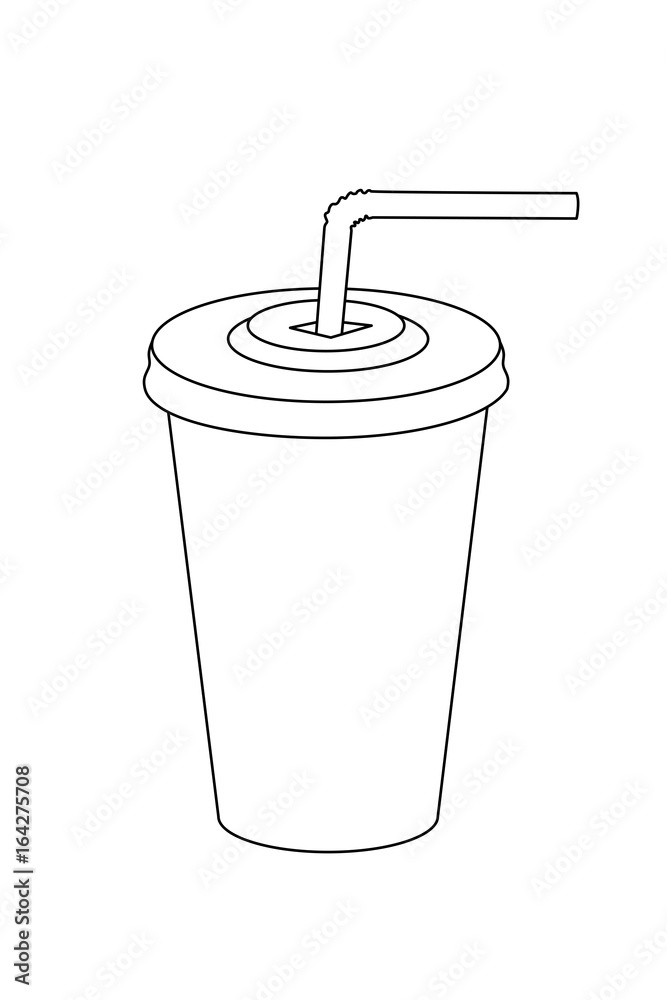 Plastic cup line drawing. Vector illustration. Stock Vector | Adobe Stock