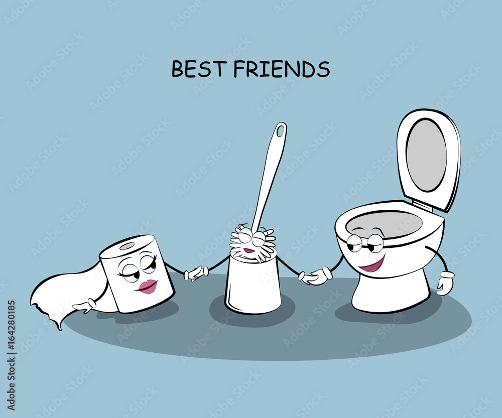 Best friends. Cute picture of a toilet and toilet paper and a toilet ...