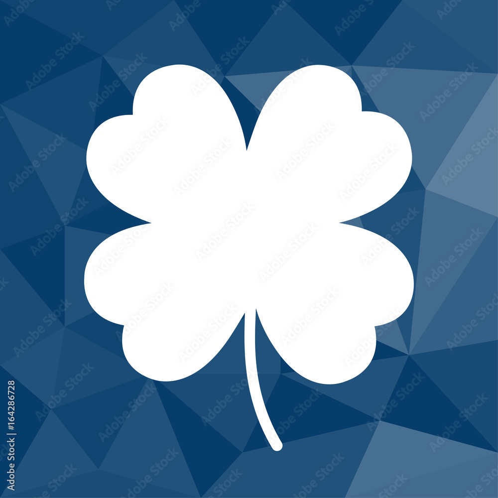 Vierblättriges Kleeblatt - Icon mit geometrischem Hintergrund blau ...