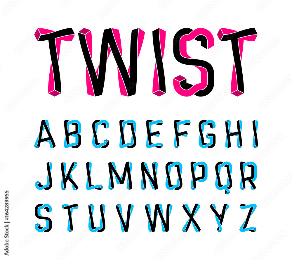 Twist style font, twisted typeface Stock Vector | Adobe Stock