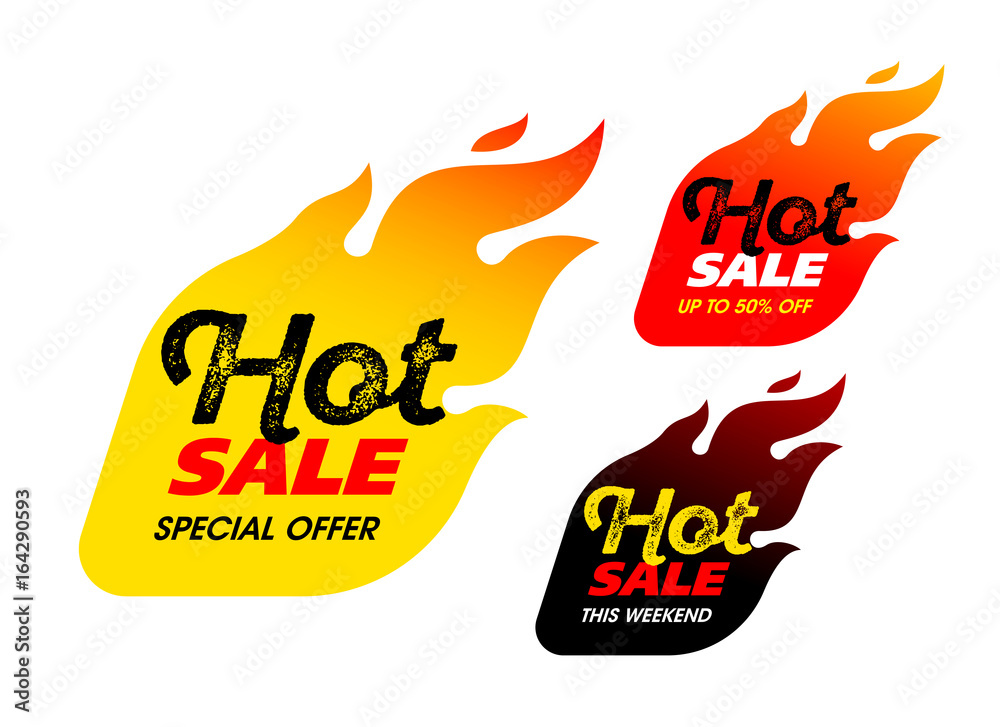 Hot Sale labels, stickers. This weekend special offer, big sale ...
