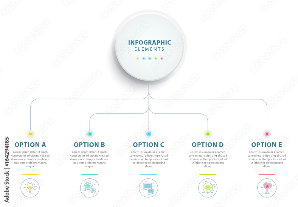 Colorful Five Section Infographic Layout Stock Template | Adobe Stock