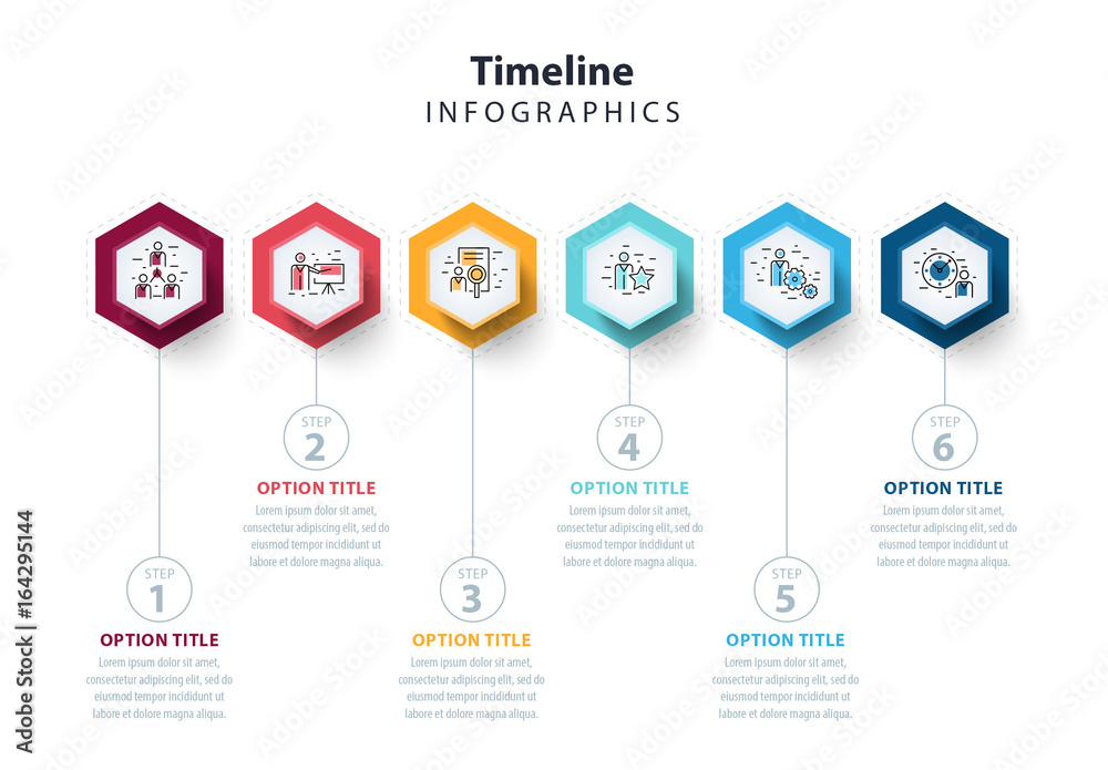 Colorful Six Section Hexagon Infographic Layout Stock Template | Adobe ...