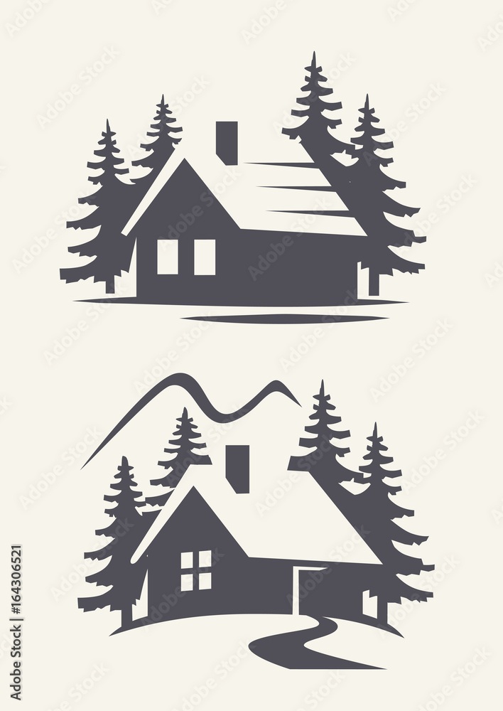 vector black cabin Stock Vector | Adobe Stock