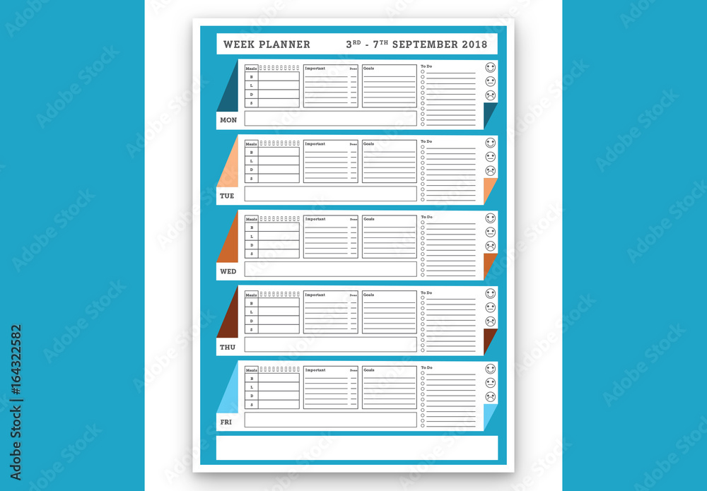 Weekly To Do List Layout 9 Stock Template | Adobe Stock