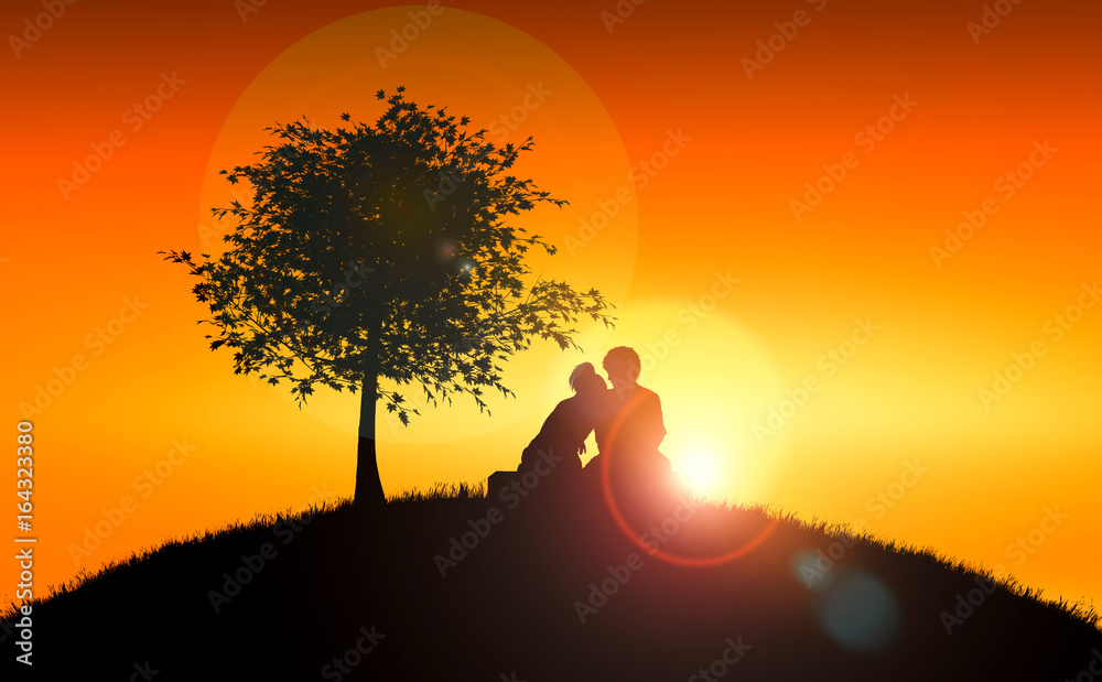 Sitting Under A Tree Sunset