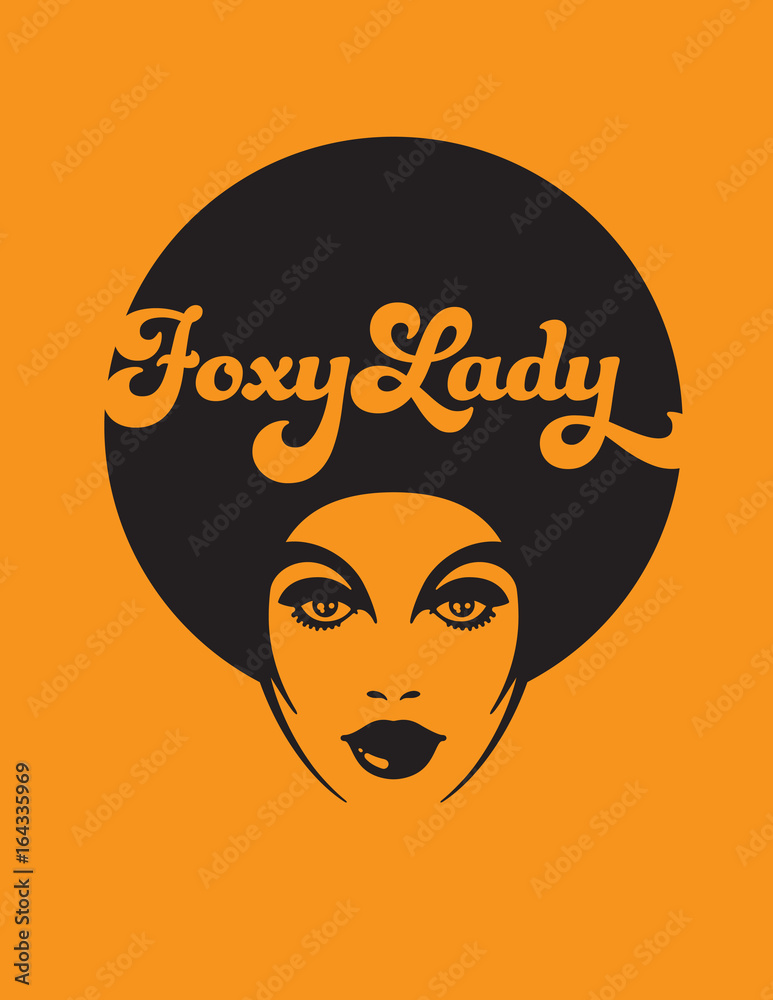 Foxy Lady Retro Illustration Vector design of funky soul woman with ...