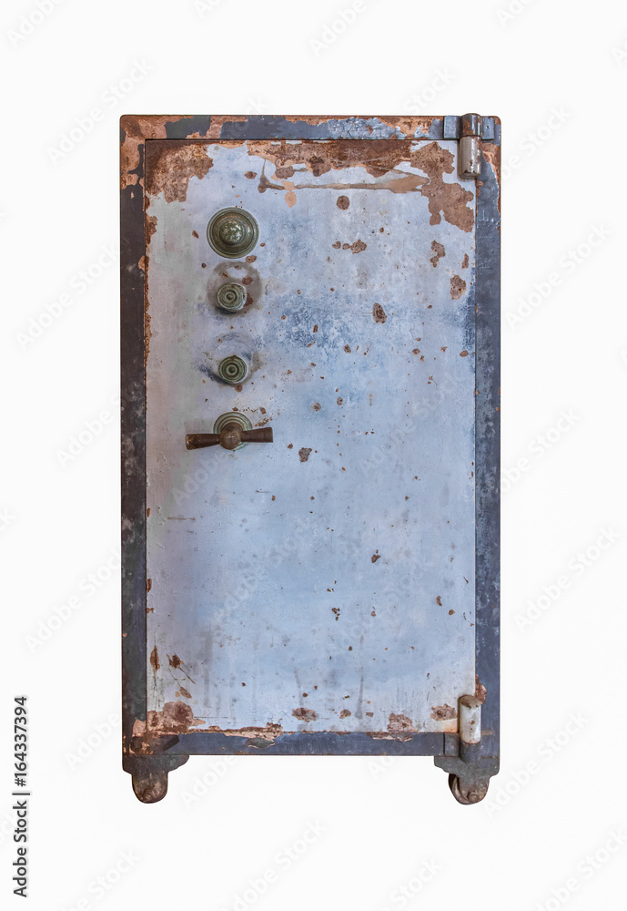 Old Wheled Safe box isolate on White Background Stock Photo | Adobe Stock