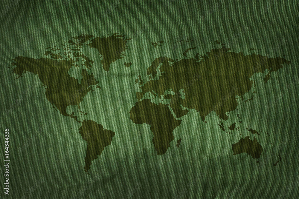 World Map on Military Army Fabric Texture background Stock Illustration ...