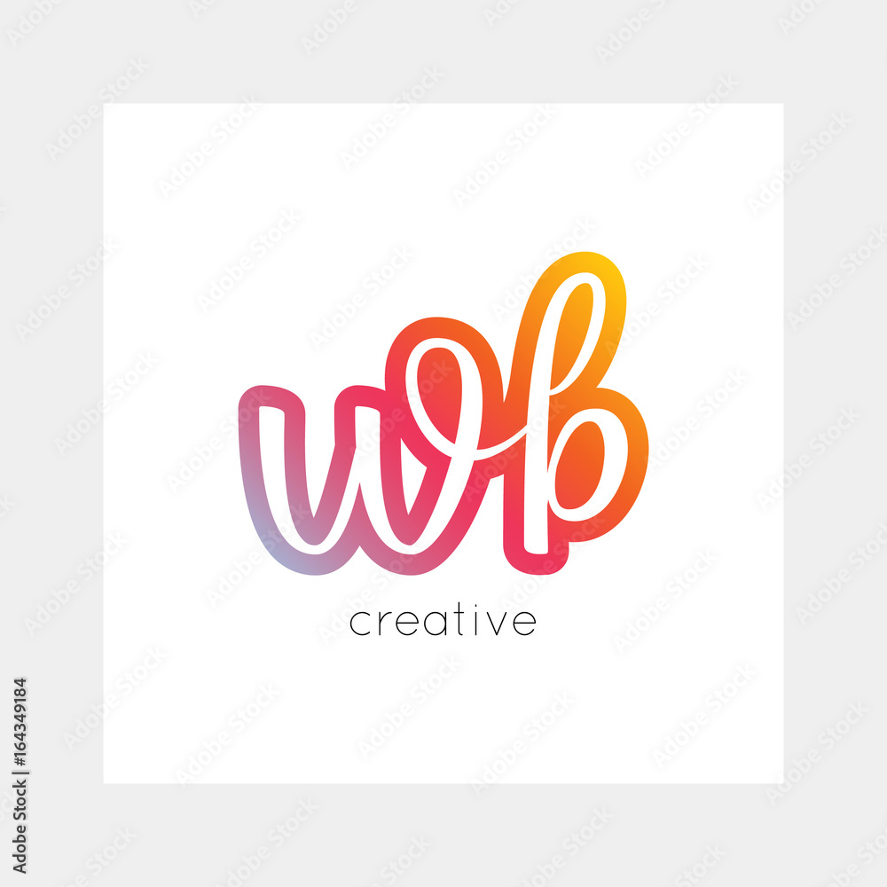 WB logo, vector. Useful as branding, app icon, alphabet combination ...