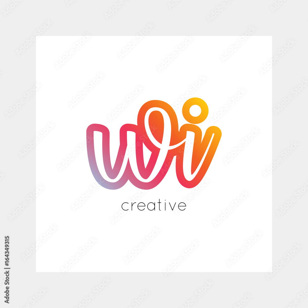 WI logo, vector. Useful as branding, app icon, alphabet combination ...
