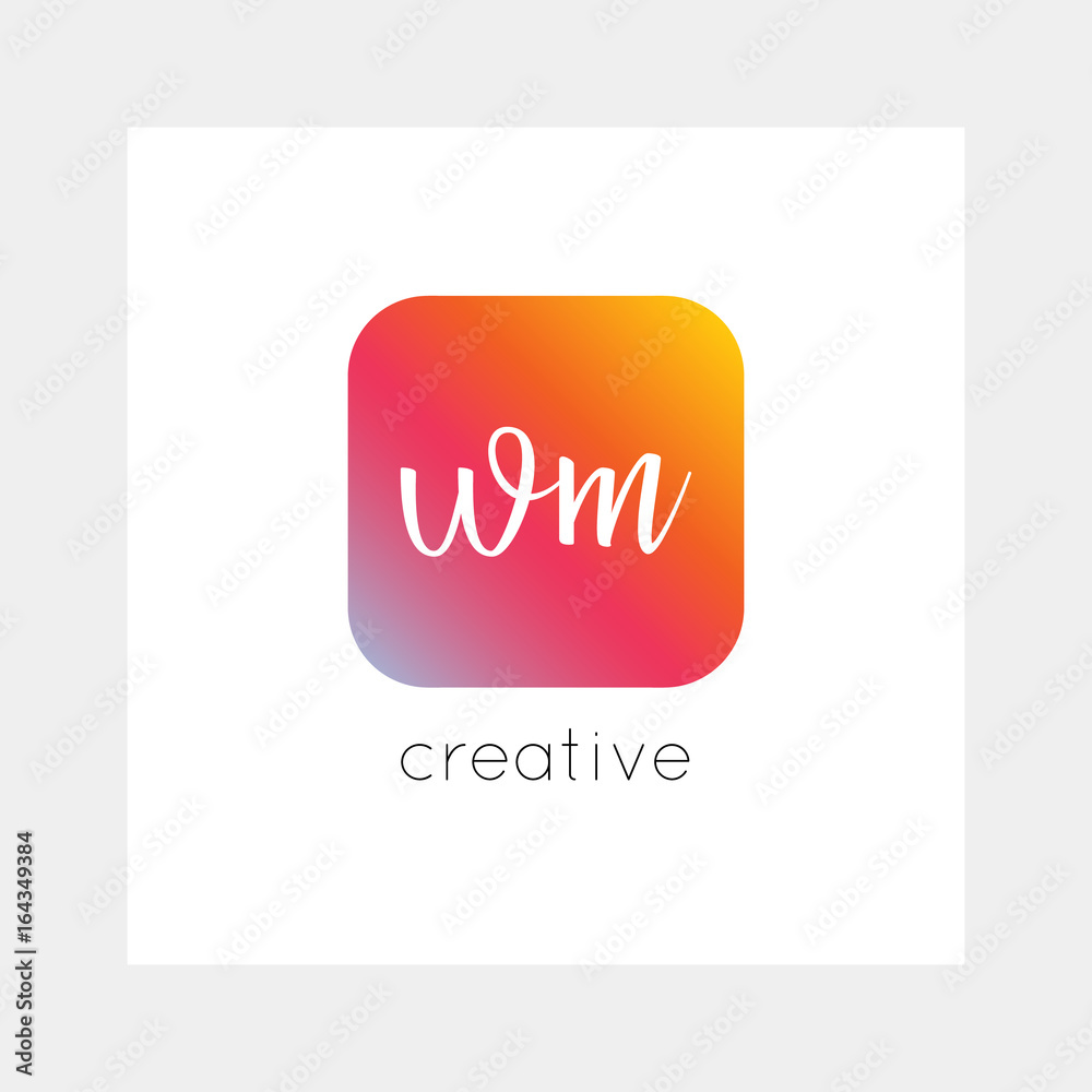 WM logo, vector. Useful as branding, app icon, alphabet combination ...