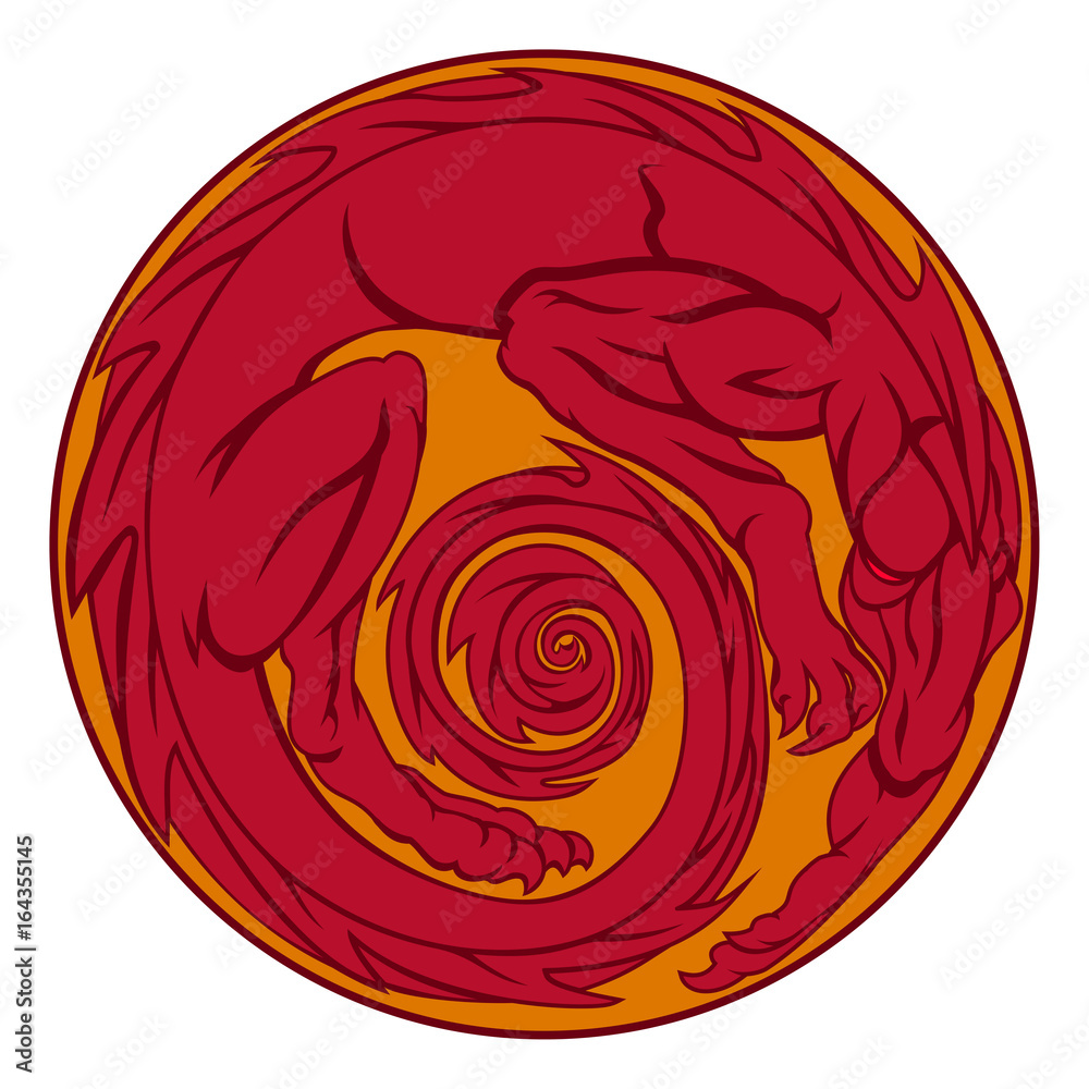 Red Dragon Circle Stock Vector | Adobe Stock