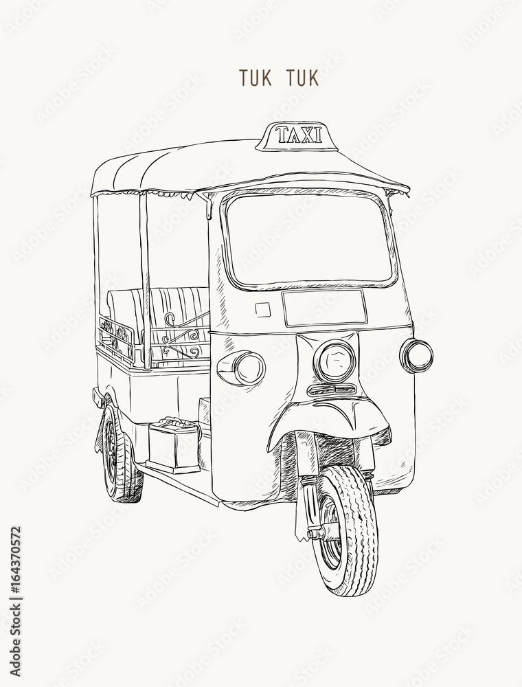 uk Tuk in Bangkok of Thailand. Vector Illustration Stock Vector | Adobe ...