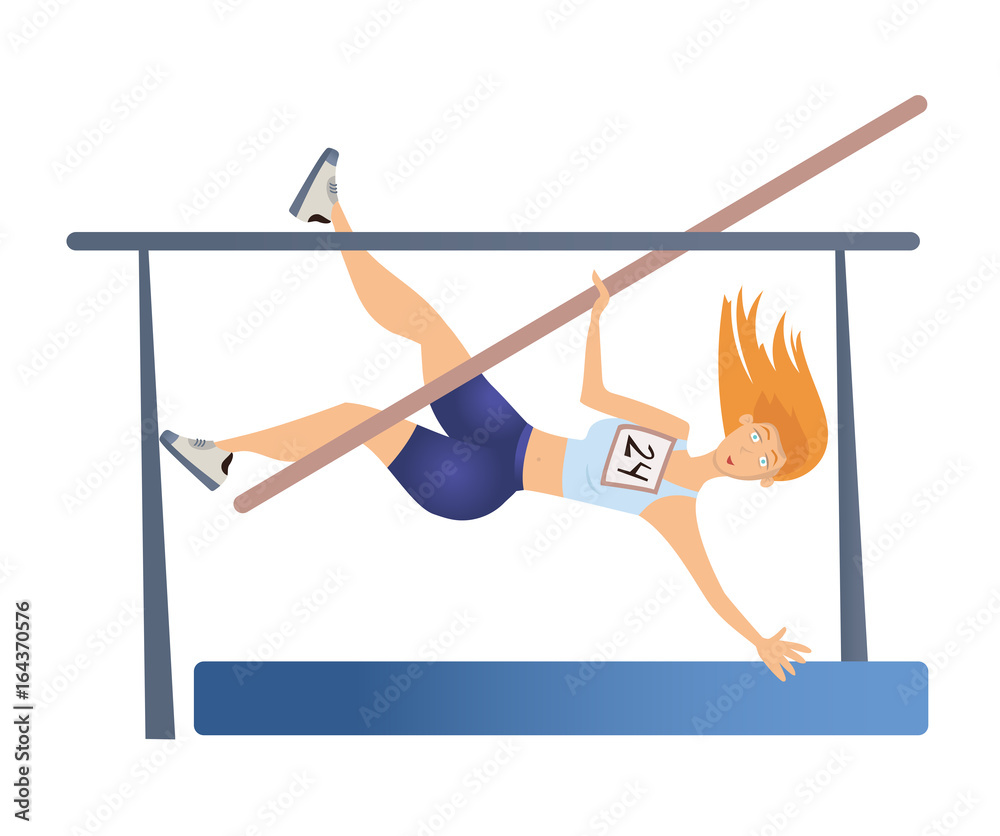 Female Pole vaulting. Woman vaulter, sportswoman. Vector illustration ...