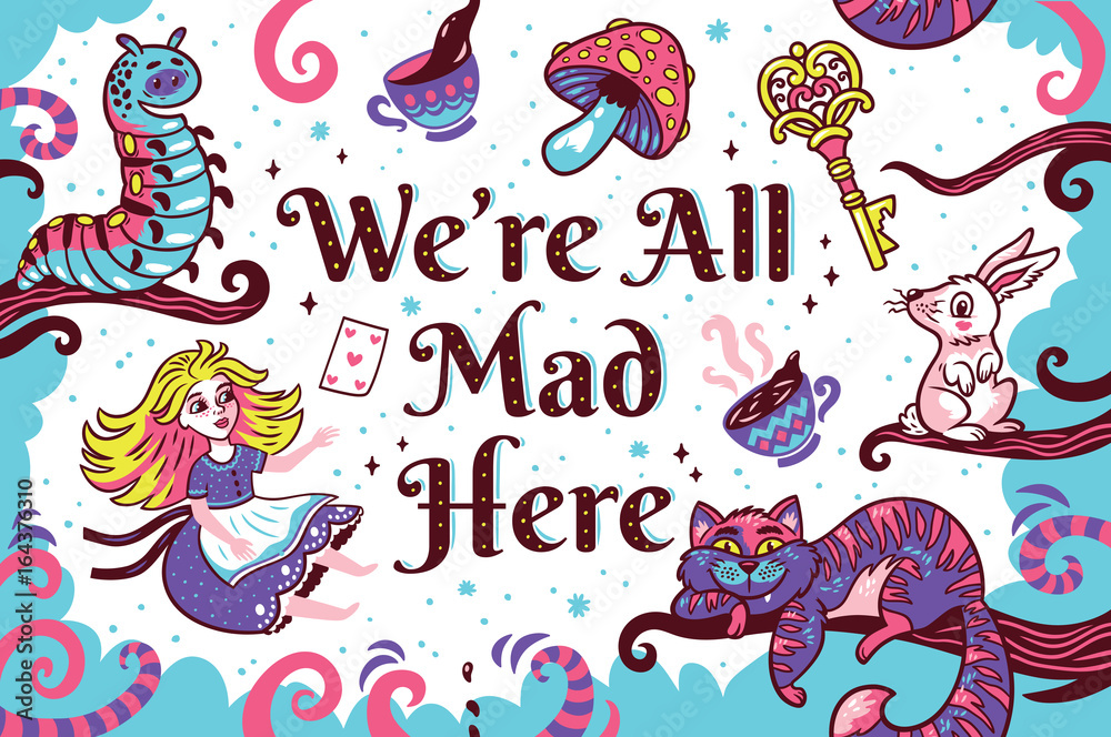 Print with characters from Alice in wonderland Stock Vector | Adobe Stock